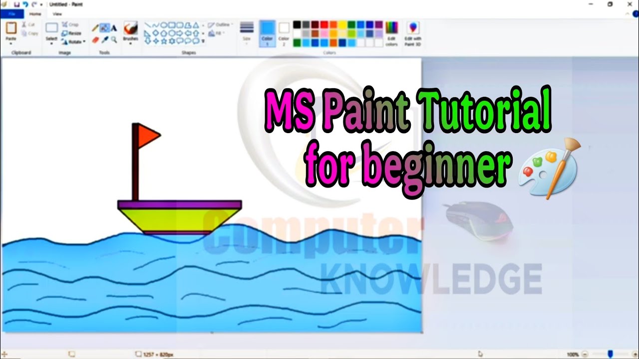 MS paint tutorial for beginners| boat in ms paint| boat in microsoft ...