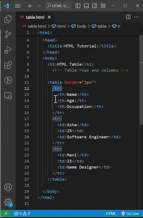 Html Table In Tamil Html Html5tutorial Htmlintamil Youtube