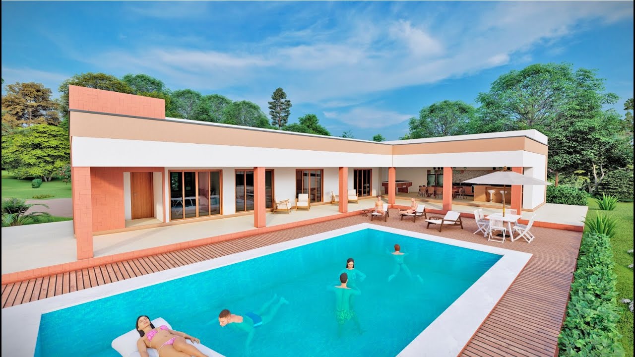 Casa de Campo em L - Compre o Projeto na Descrição - P459 - YouTube