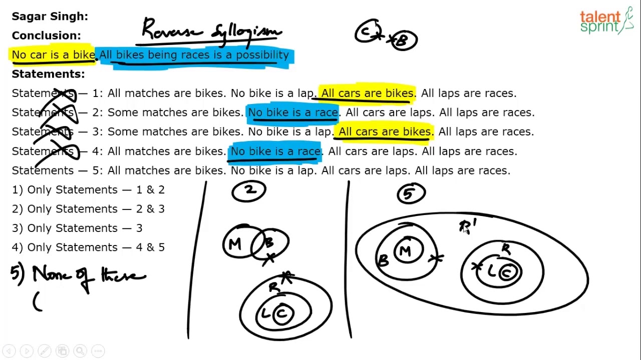 Option Elimination Method in Reverse Syllogism | Syllogism | Advanced Example 25 & 26 ...