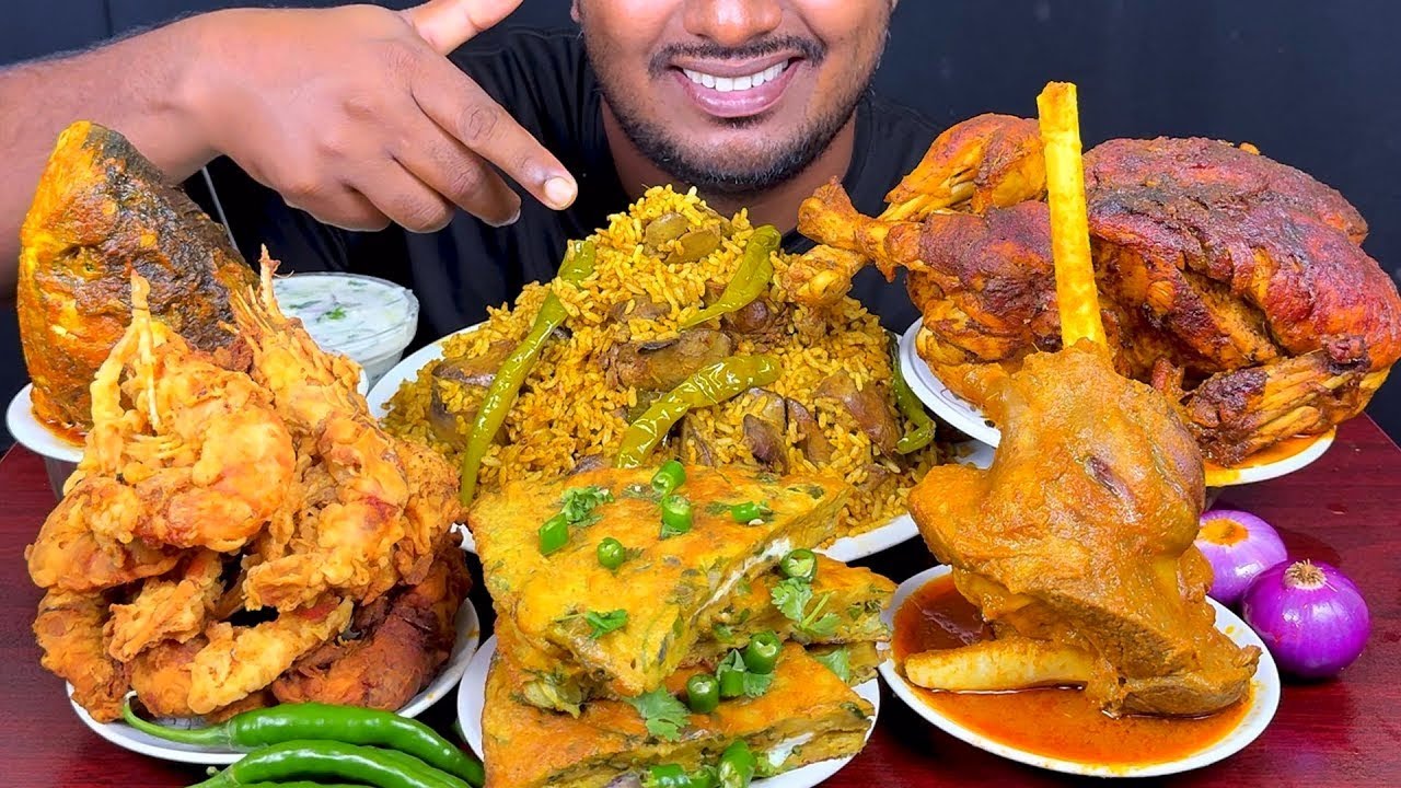 Eating Chicken Liver Biryani,Whole Chikhen,Mutton Leg,Egg Pizza,Srimp ...
