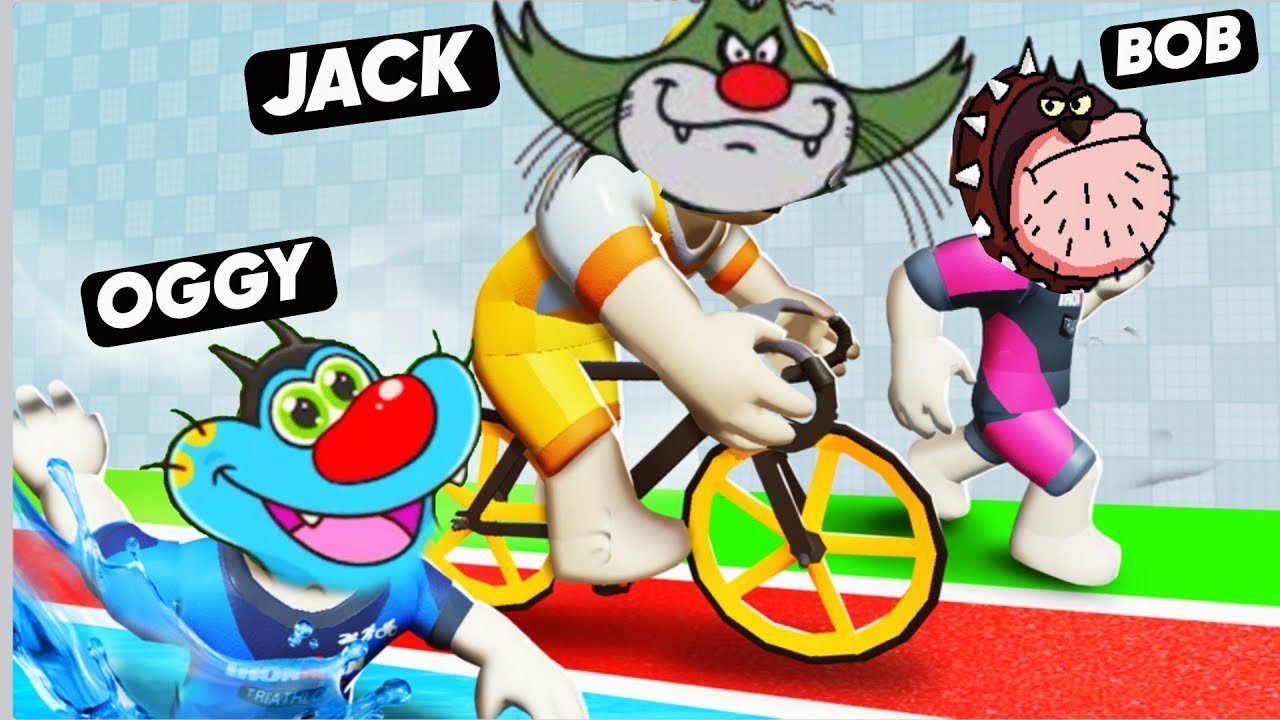 OGGY AND JACK PLAYING TRIATHLON SIMULATOR IN ROBLOX! - YouTube
