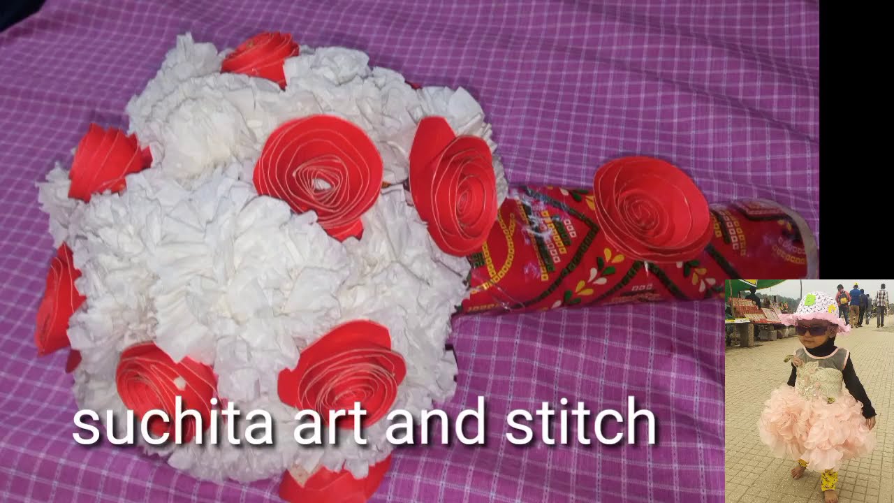 #valentine's special flower bukey (#Tissue paper se banaye beautiful ...