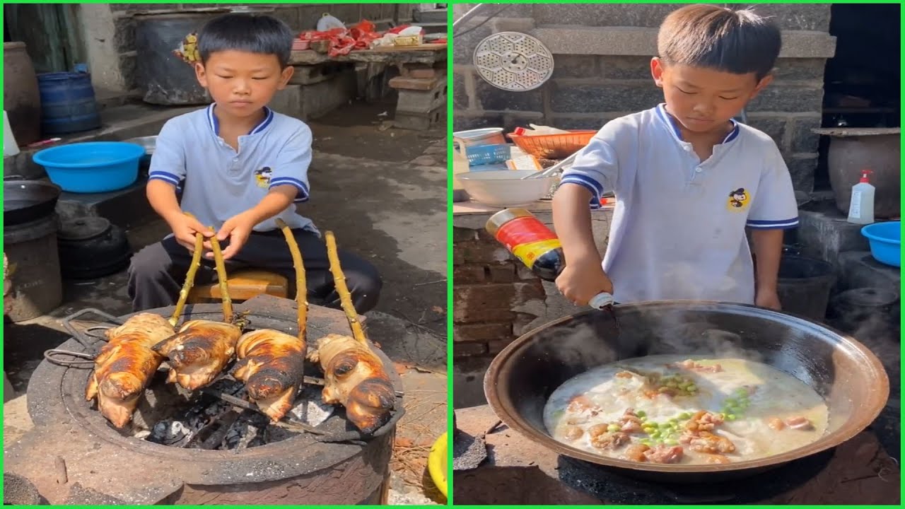 Happy weekend ! Rural lifestyle little boy cook food 조리 クック For Their ...