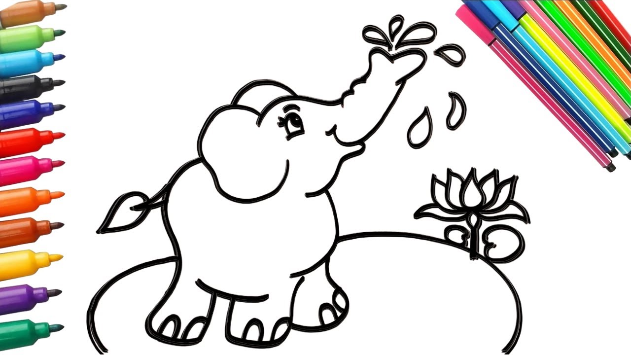 Adorable Baby Elephant Drawing for Kids and toddlers 🐘 | Learn to Draw ...