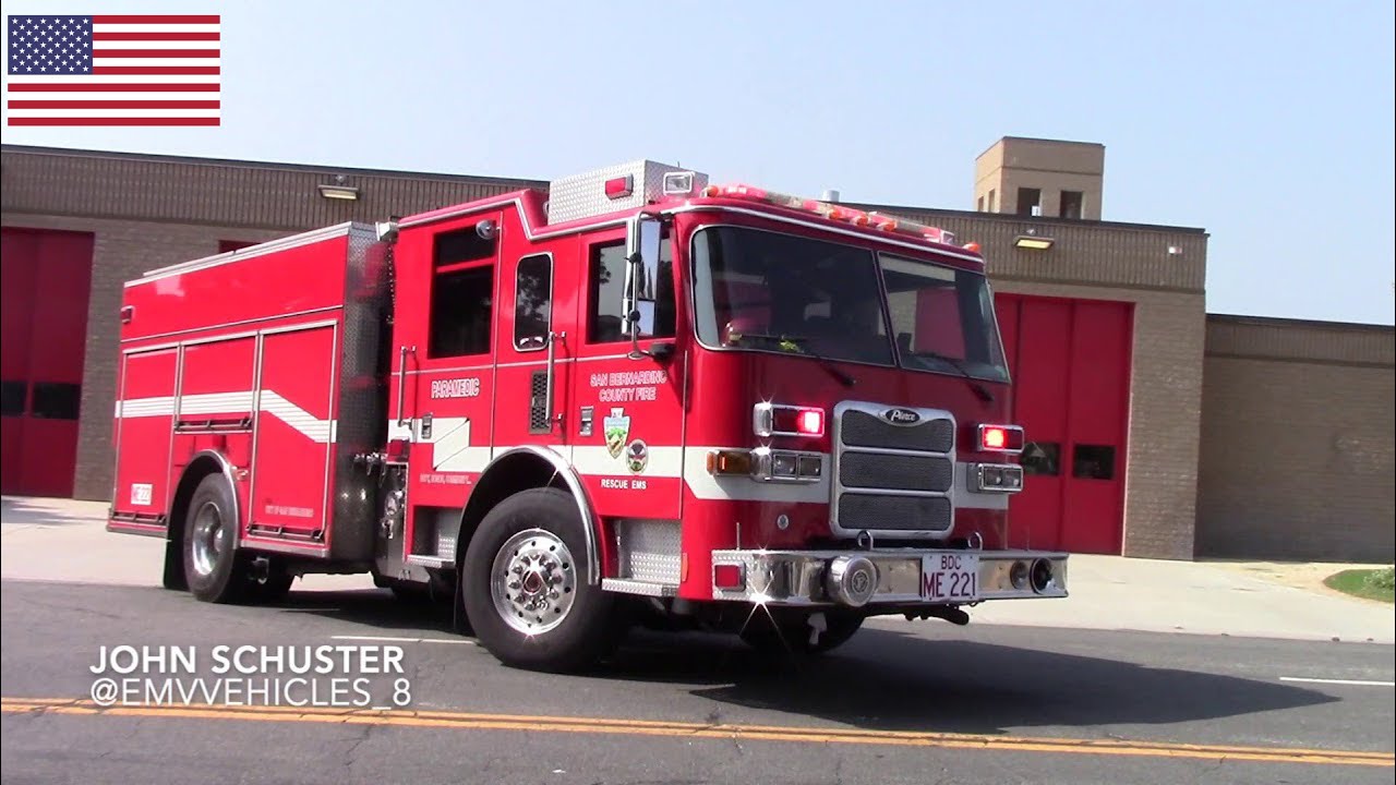 San Bernardino County Fire Dept. Medic Engine 221 Responding - YouTube