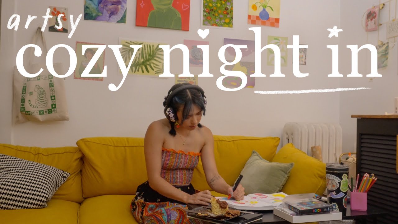 cozy sunday night in: having an artsy slumber party by myself ♡ - YouTube