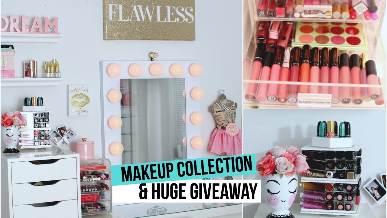 Makeup Collection Vanity Tour 2017 Huge Giveaway Youtube