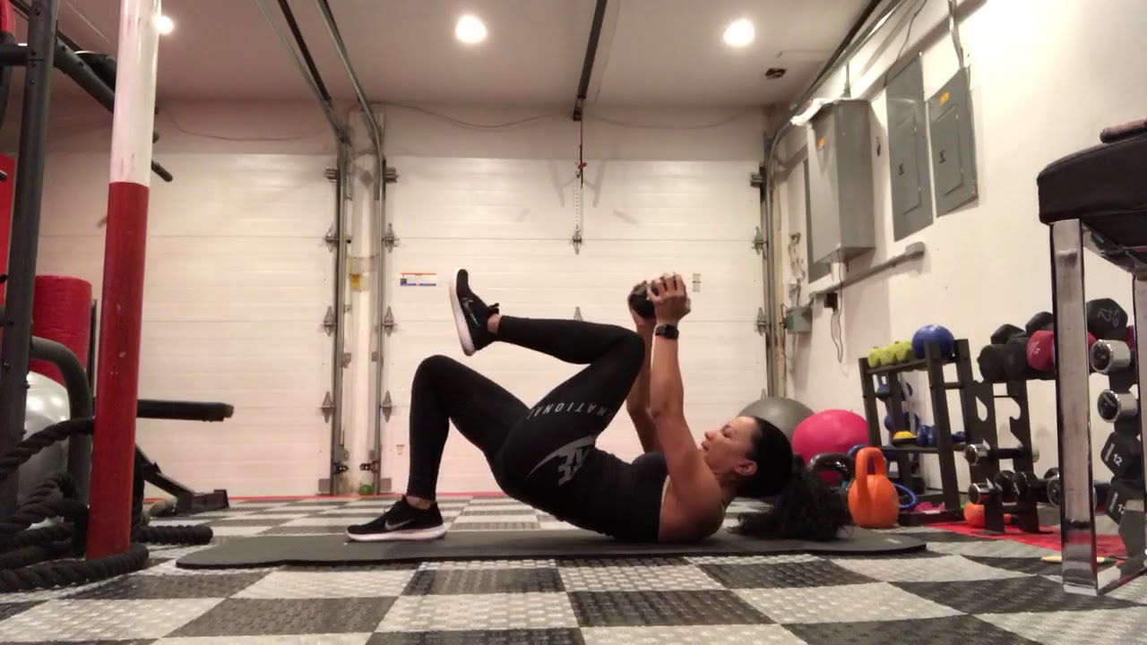 single leg weighted bridge crunch - YouTube