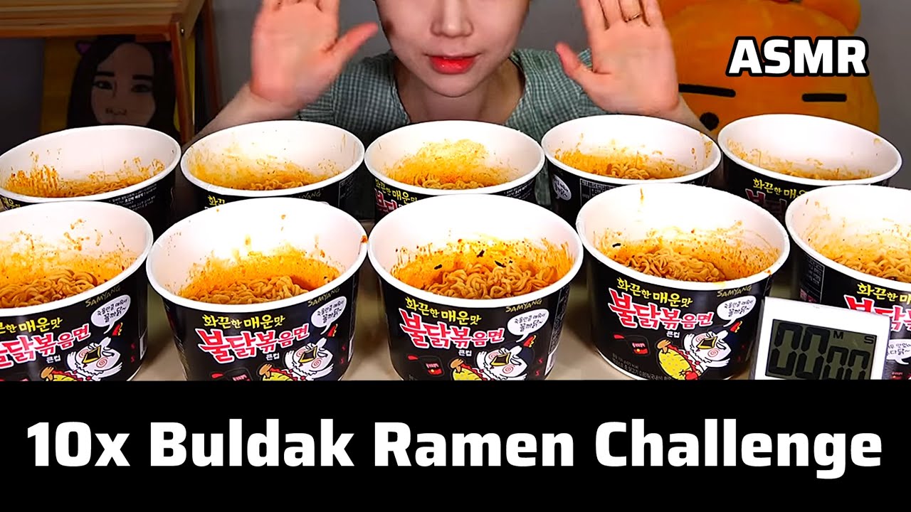 ASMR 10X SPICY🌶️ BULDAK RAMEN CHALLENGE | EATING SOUNDS (With spedup ...