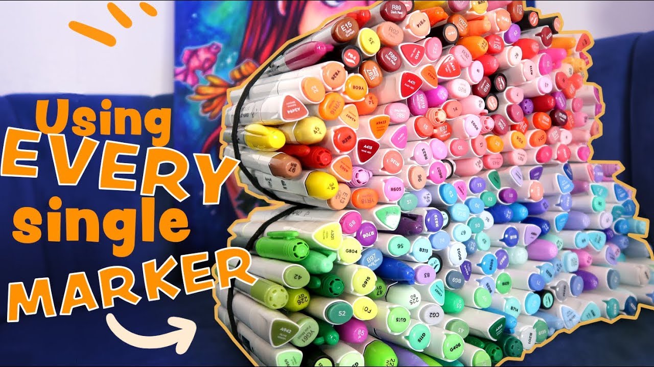 Drawing using EVERY SINGLE Marker I Own- 500 plus markers! - YouTube