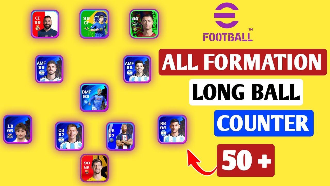 To Best Long Ball Counter Formations In eFootball 2023 Mobile 😱|| Long ...