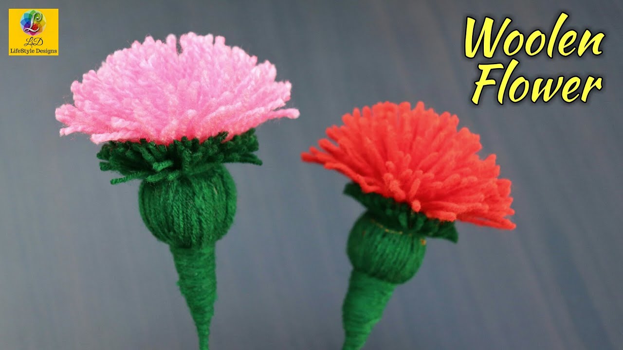 Hand Embroidery Easy Woolen Flower Making | How to Make Beautiful ...