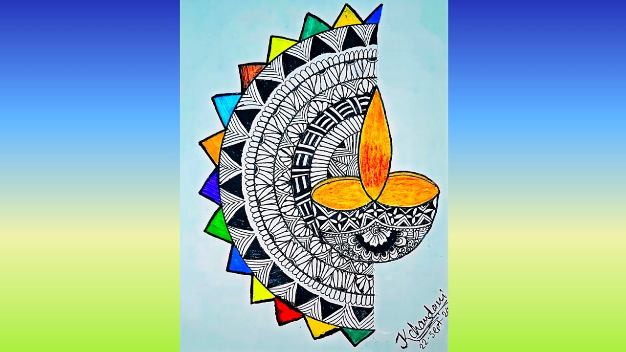 How to draw Diwali special mandala art🪔🪔 I Diwali Festival | Easy ...