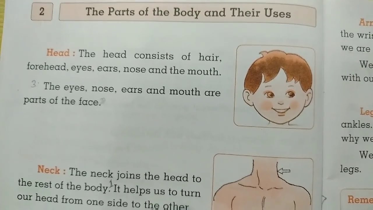 EVS STD:1 UNIT:1 Our Body CHAPTER:2 The parts of our body and their ...
