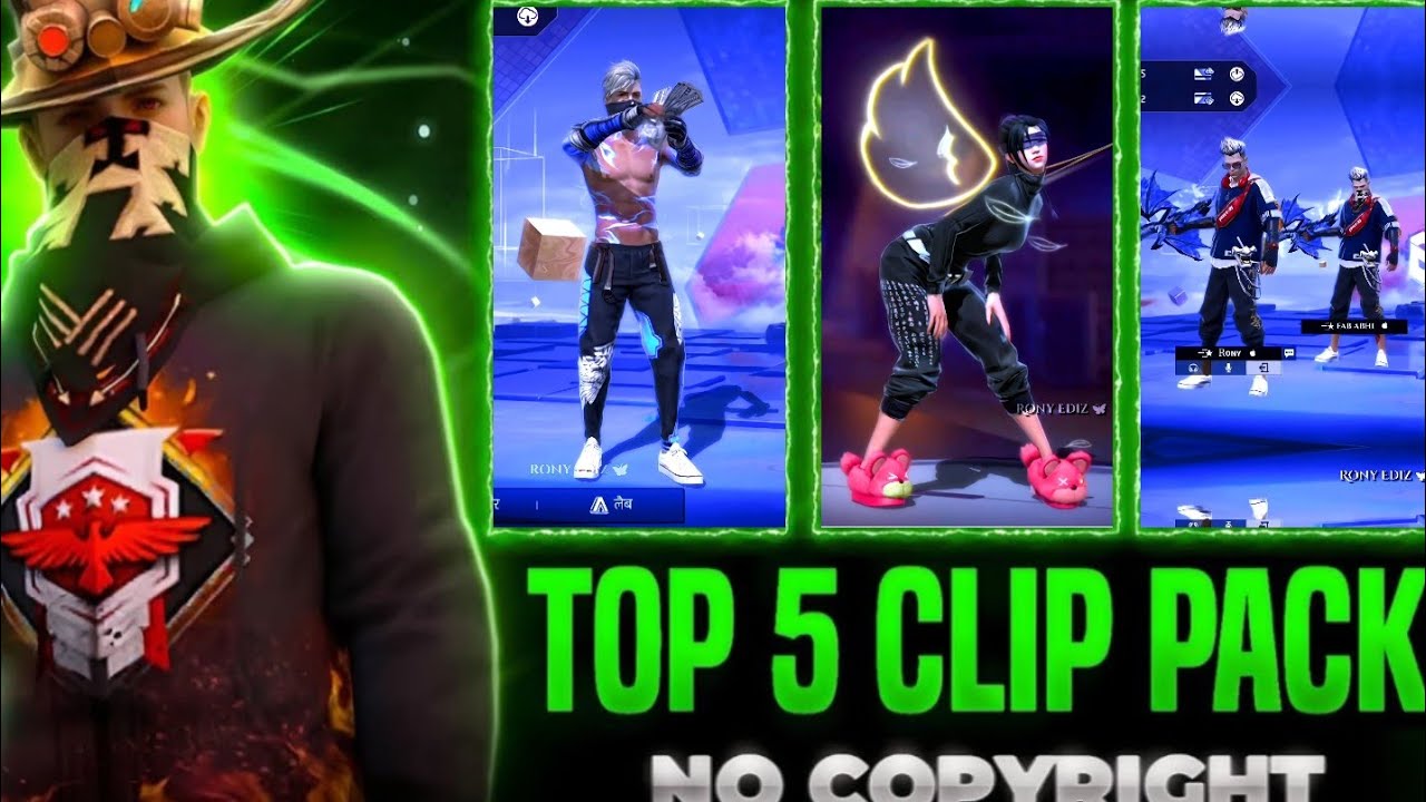 TOP 5 CLIP PACK || FREE FIRE CLIPS PACK 💯 | | FREE FIRE EMOTE PACK ...