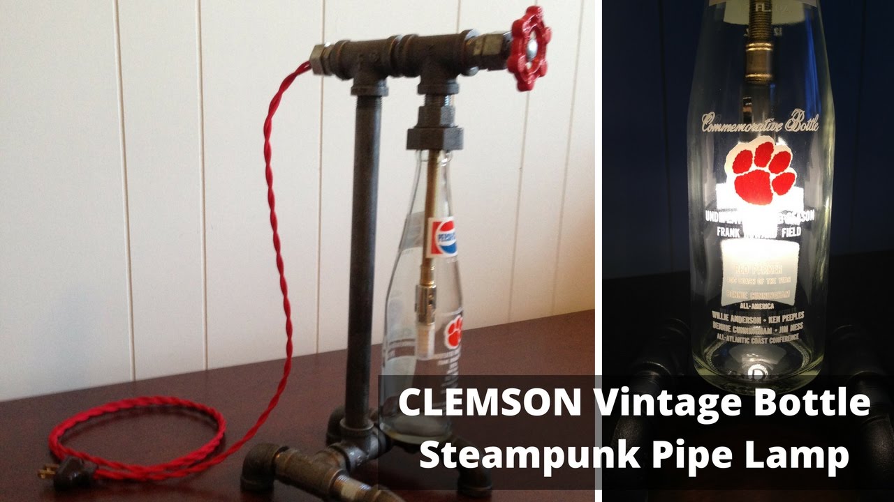 Clemson Tiger Vintage Bottle Industrial Pipe Table Lamp - YouTube