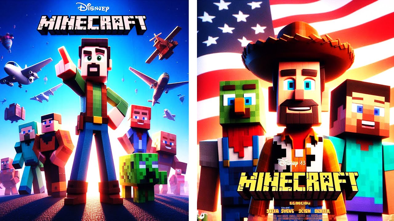 AI Disney Pixar Posters with Minecraft - Crafting the Futuristic Wild 💀 ...