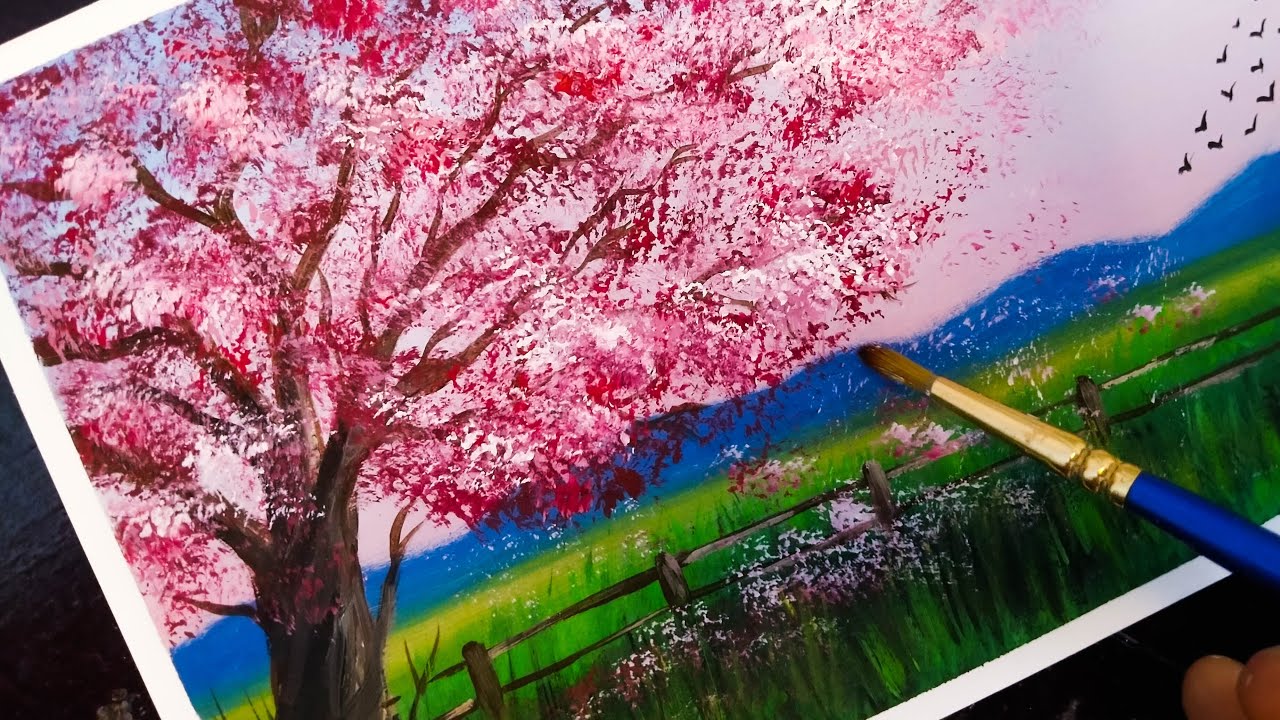 Spring Painting | Acrylic Painting for Beginners - YouTube