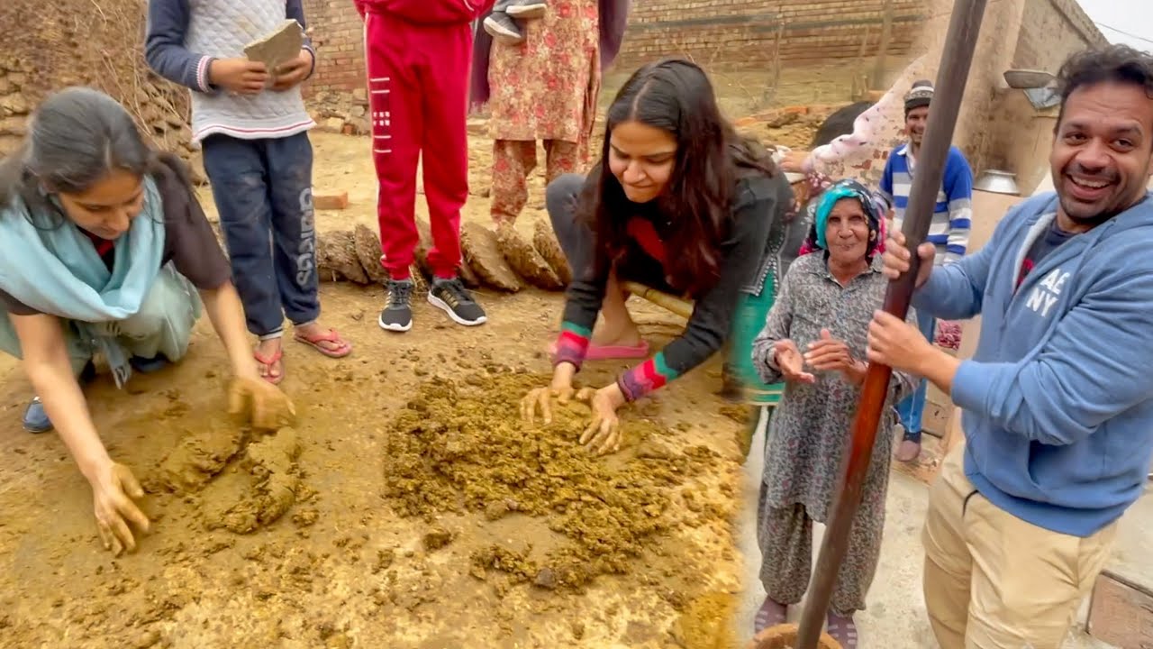 Fresh Gobar Upla making Competition - YouTube