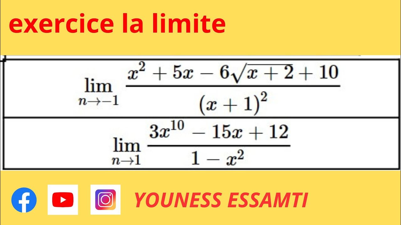 limite et continuité le calcul des limites 2 bac sm biof exercice 1 ...