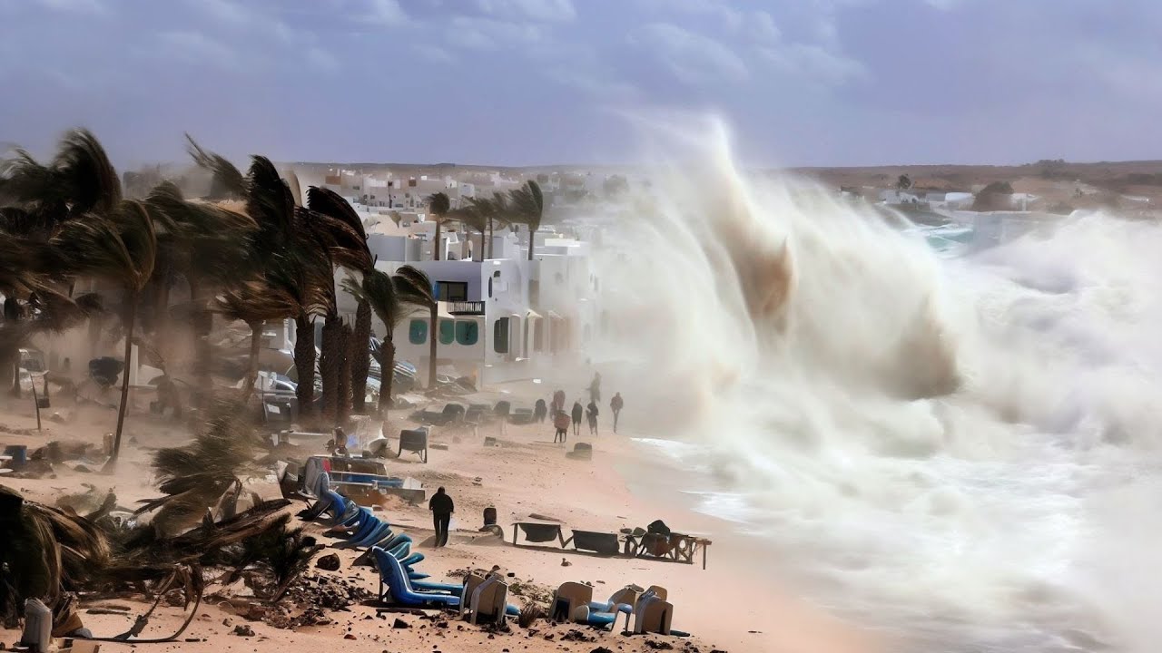 A powerful hurricane is destroying Mallorca! Squally winds and ...