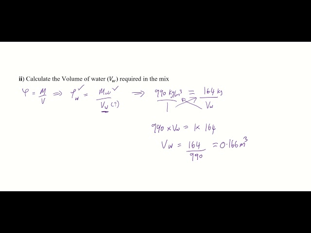 How To Calculate The Quantity Of Water For A Given Concrete Mix