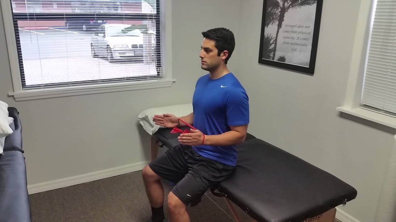 Shoulder seated posture isometrics | Pursuit Physical Therapy - YouTube
