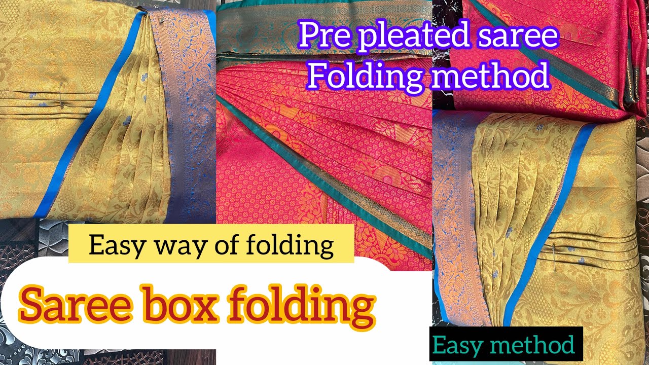 How to fold Pre pleated saree in easy way | box folding method - YouTube