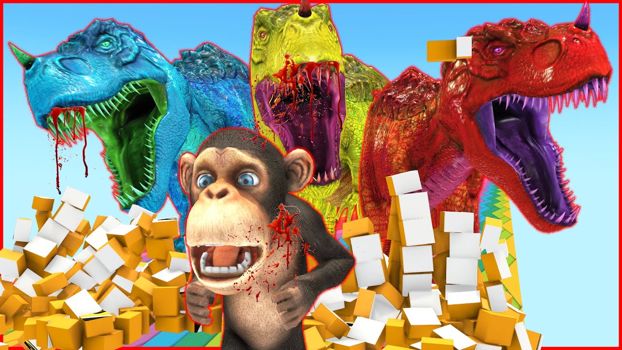 T-REX clans chasing Monkey in temple run - YouTube
