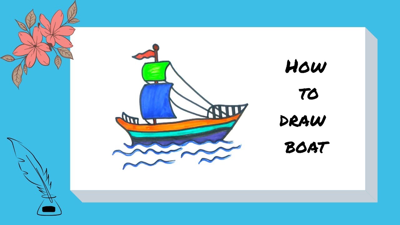 how to draw river boat | river boat easy drawing | boat step by step ...