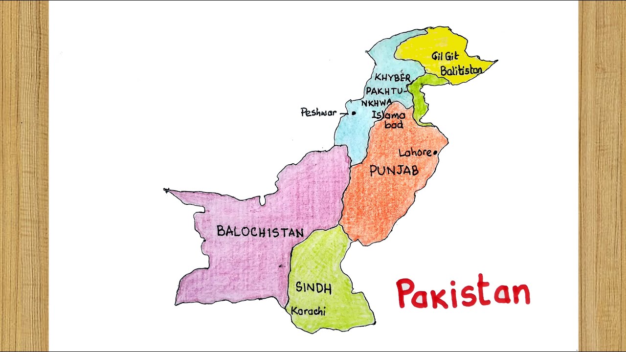 Pakistan Map Drawing Step by Step Easy with Provinces | How to draw ...