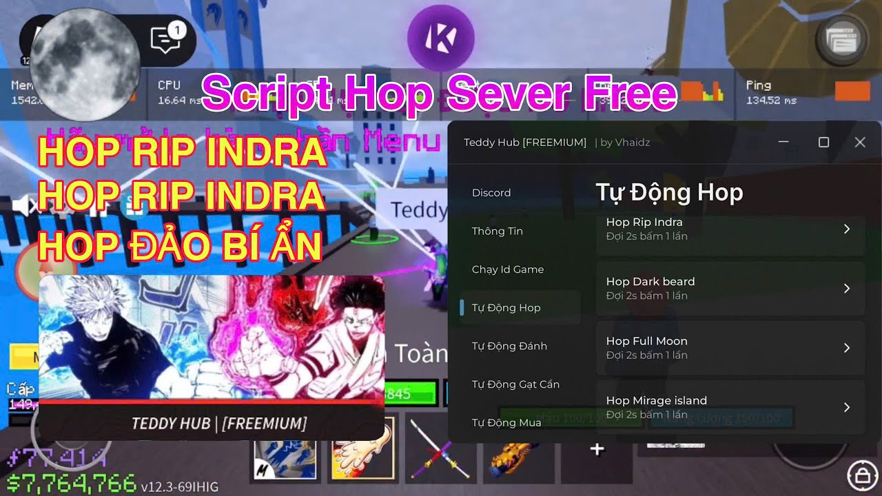 Hướng dẫn hack blox fruits 26VNG - Script Hop Sever Rip Indra, Kataturi,Full Moon,đảo bí ẩn ...