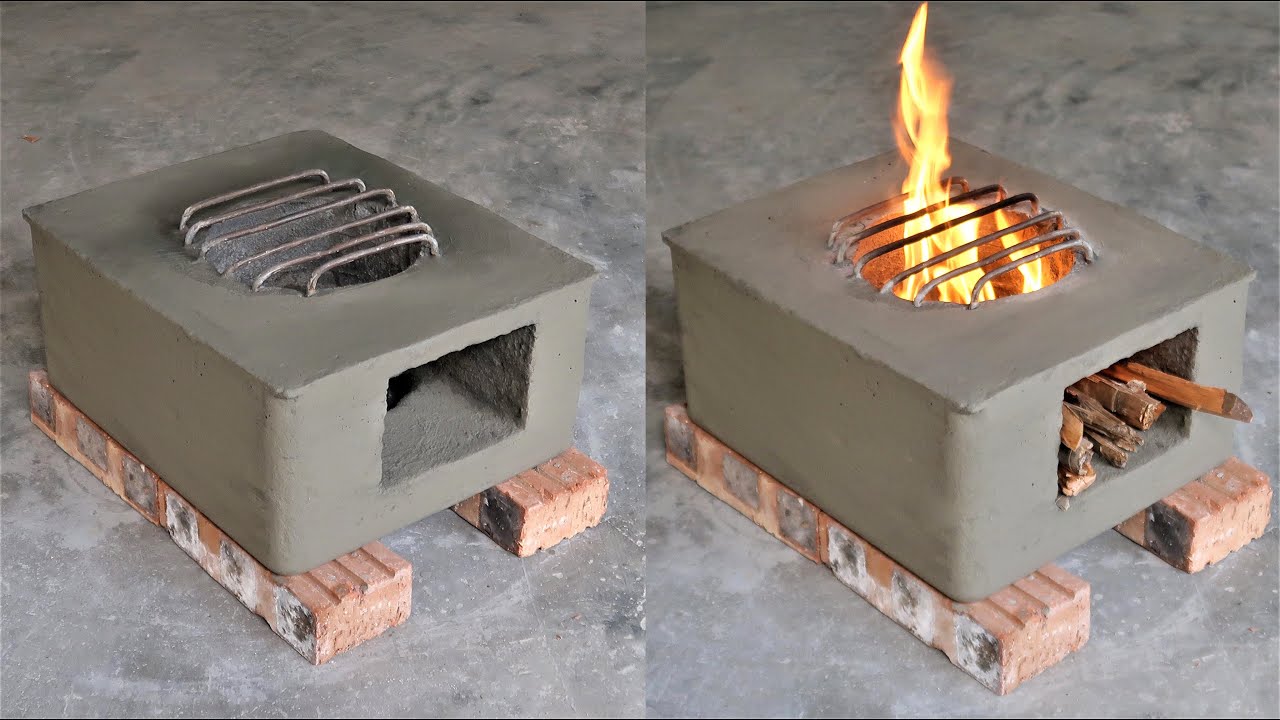 How to make a unique wood-burning stove from cement and styrofoam boxes ...