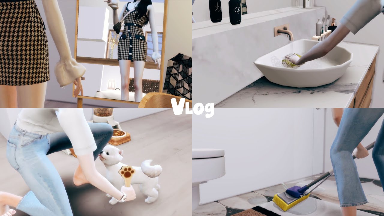 The Sims 4 🌺 | Vlog : 10-minute cleaning routine for a clean bathroom🤍 ...