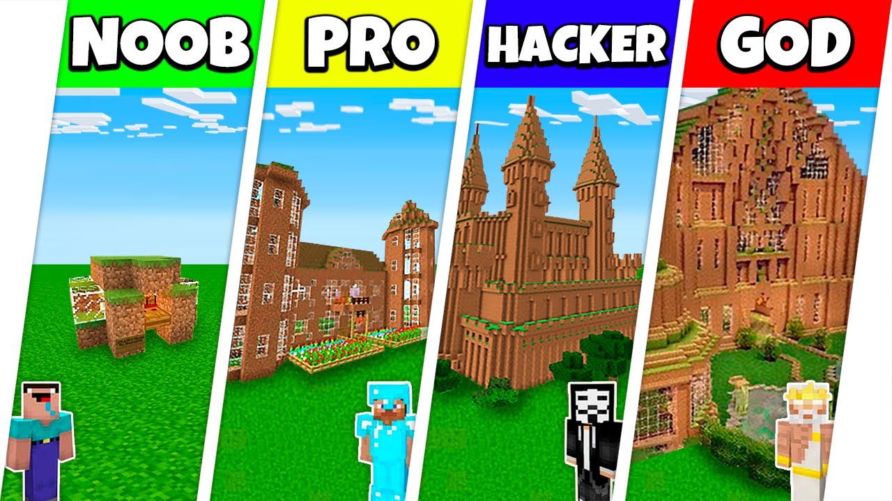 Minecraft Battle: NOOB vs PRO vs HACKER vs GOD: DIRT HOUSE BASE BUILD ...