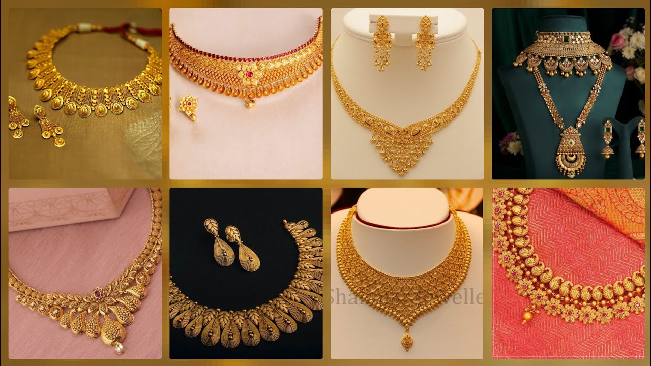 Bridal gold necklace designs | bridal jewelry collection - YouTube