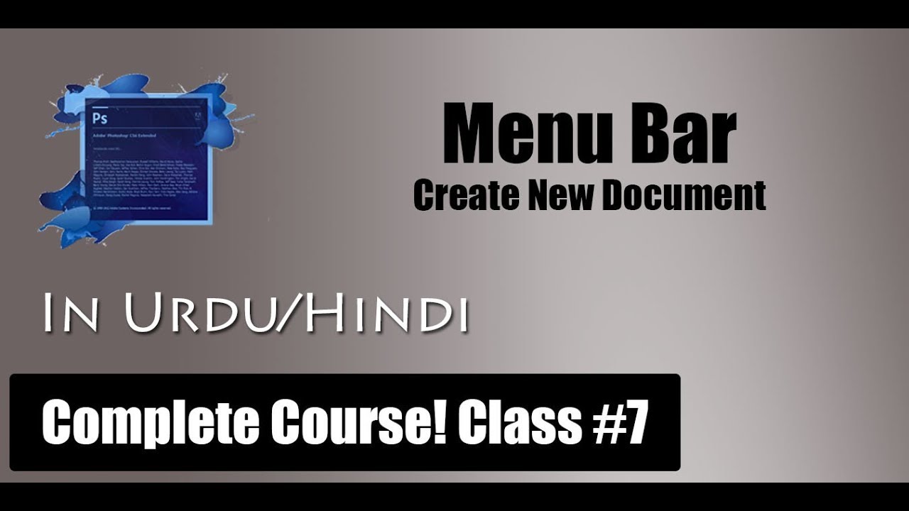 Creating New Documents in Photoshop CC6 | Menu Bar Class # 07 ! In Urdu/Hindi - YouTube