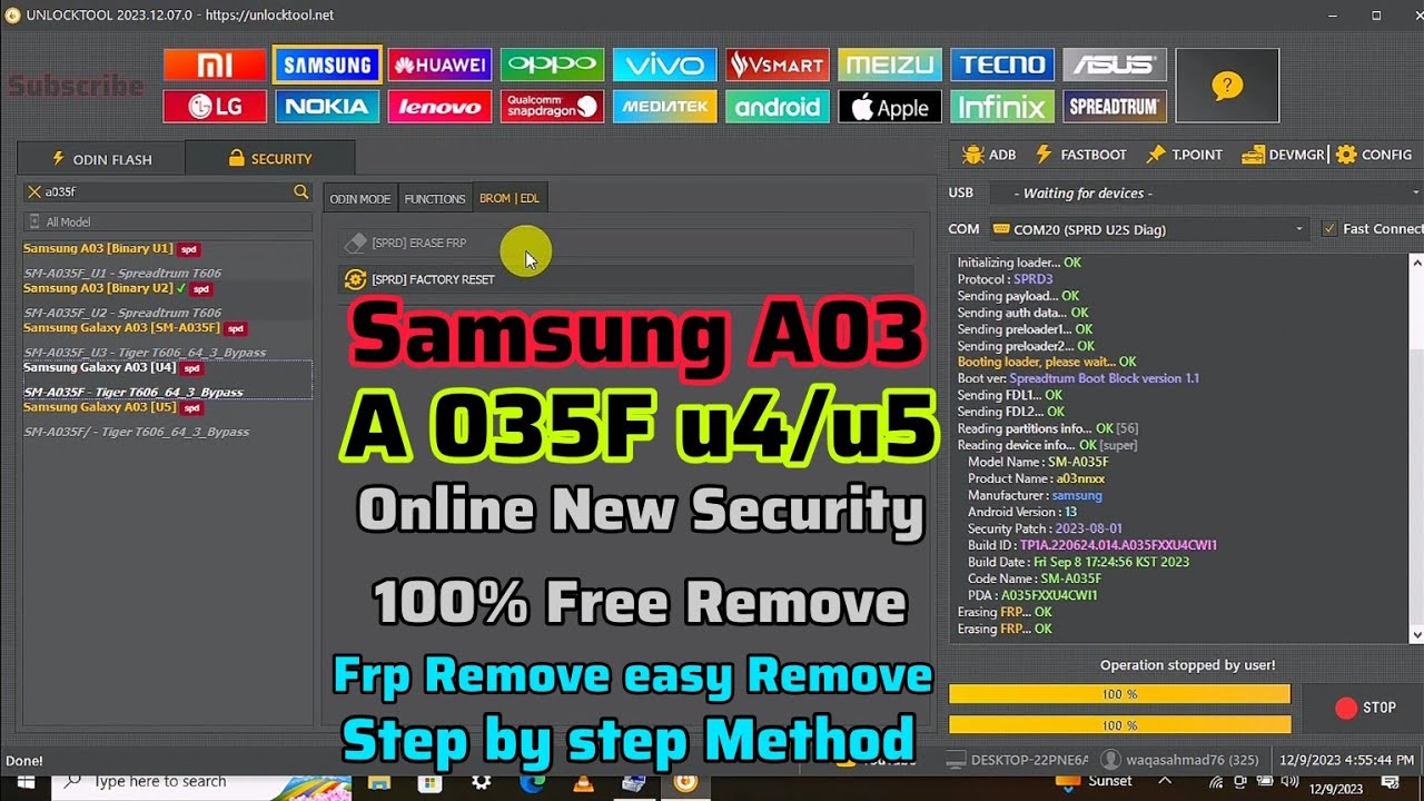 Samsung A03 ( A035F u4/u5 ) Android 13 Frp Remove New Security Step By ...
