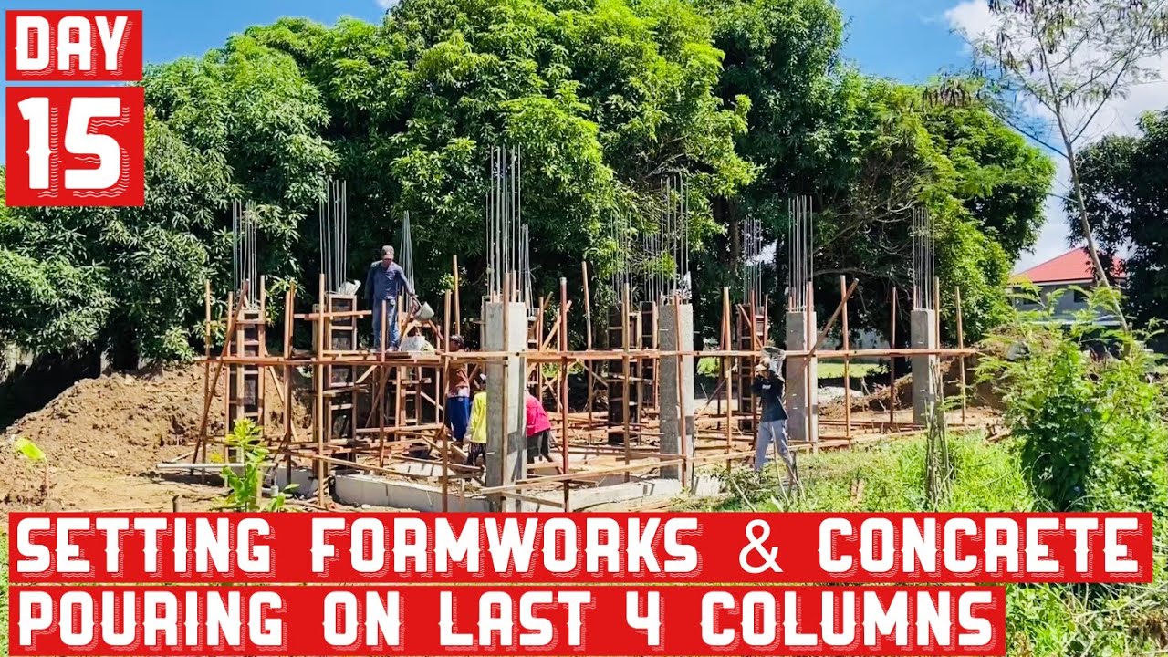 Day 15 | First batch of concrete pouring of columns done | Buhos ng mga ...