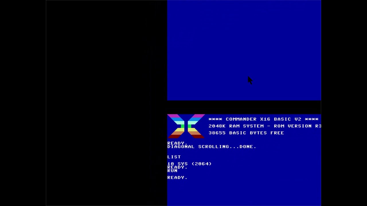 Commander X16 simple screen scrolling demo - YouTube