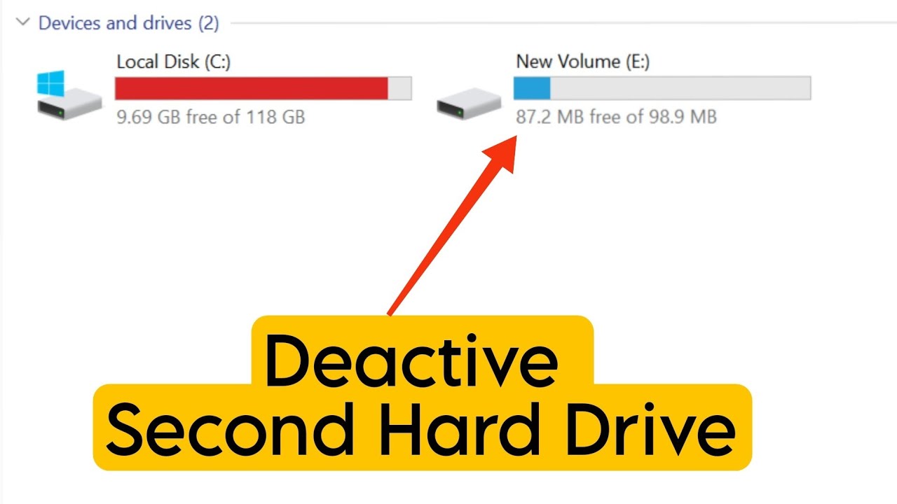 How to Deactivate a Second Hard Drive in Windows 10 - YouTube
