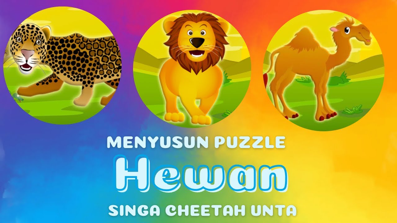 Bermain Menyusun Puzzle Hewan Singa Cheetah Unta - YouTube