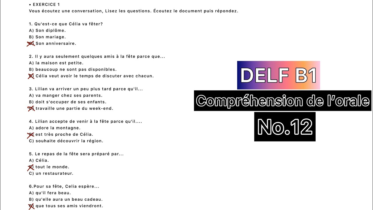 DELF B1 Compréhension de l’Orale (No.12) | Delf b1 | The French ...