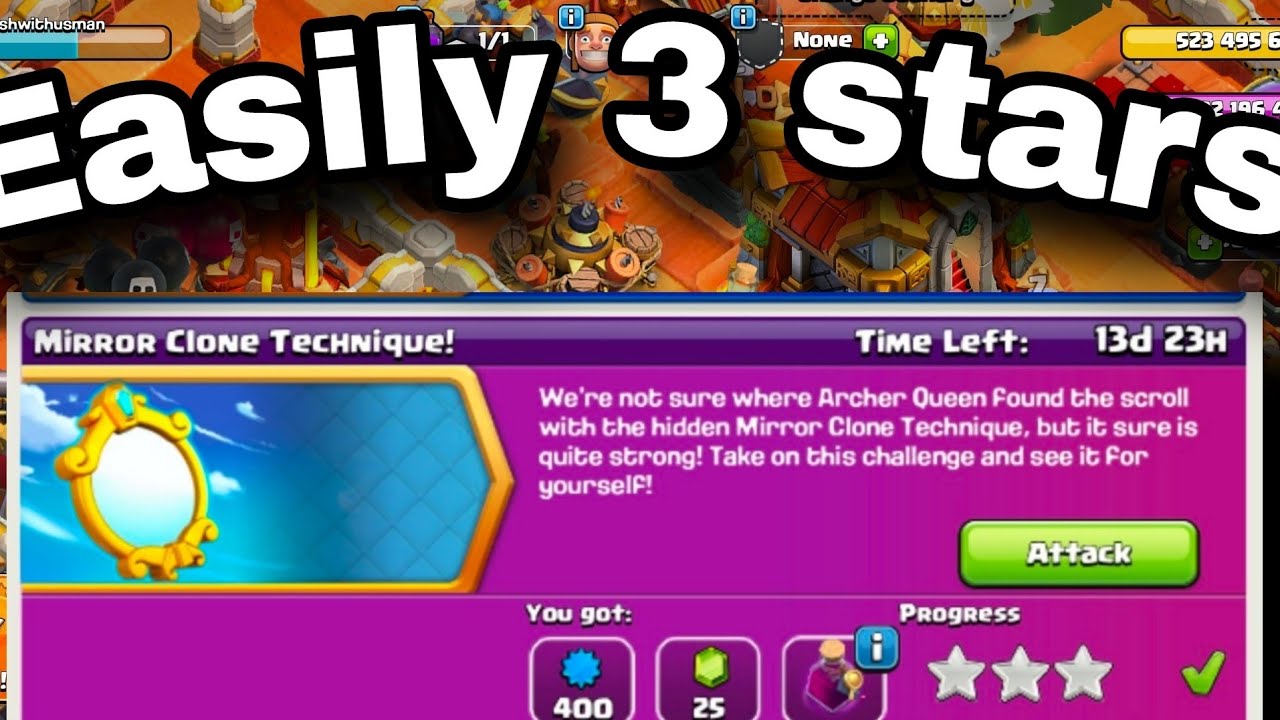How to Easily 3 stars Mirror Clone Technique Challenge #clashofclans ...