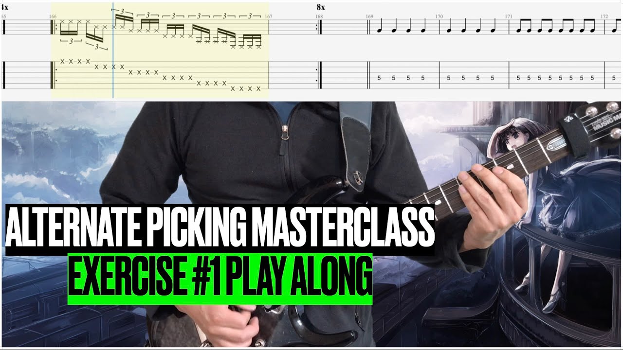ALTERNATE PICKING: EXERCISE #1 (SPEED TRAINER PLAYALONG) #guitarworkout ...