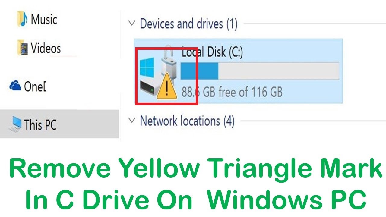 Remove Yellow Triangle Mark In C Drive On Windows PC - YouTube