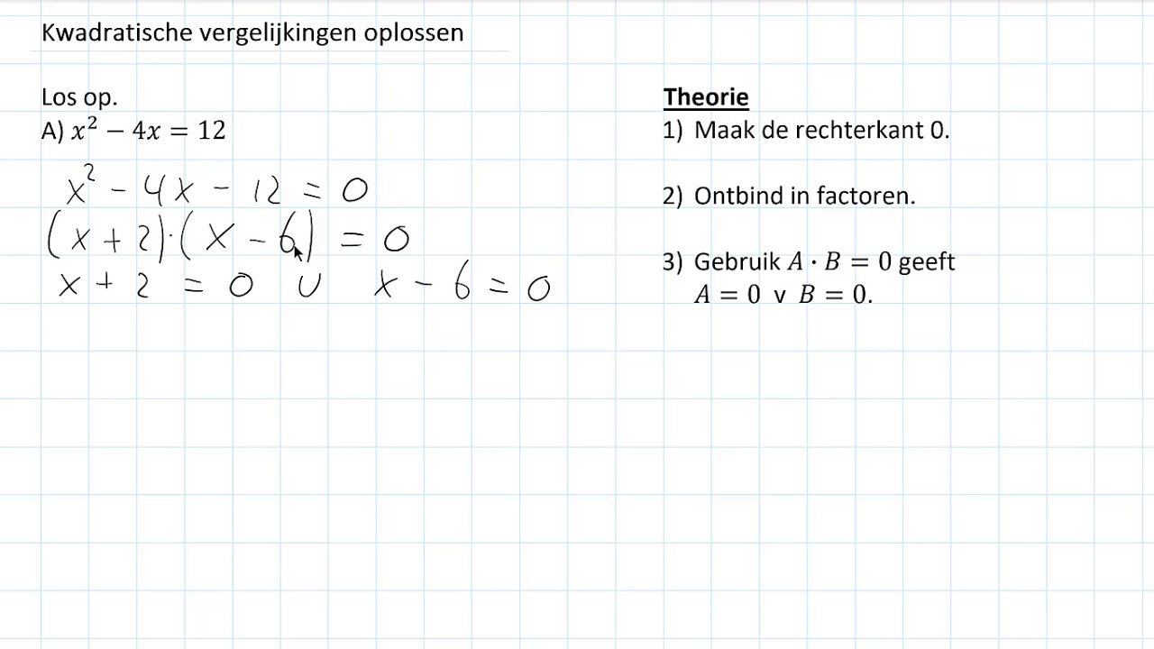 Kwadratische vergelijkingen oplossen (3 HAVO) - YouTube