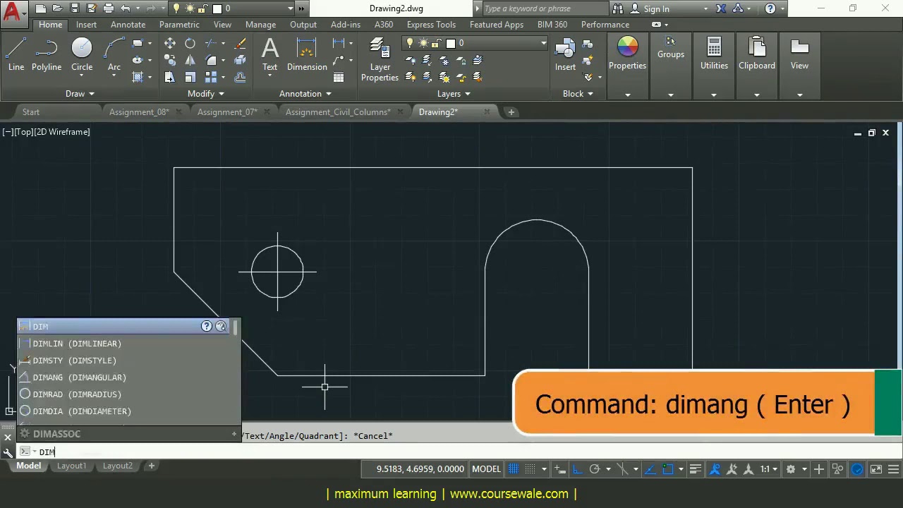 14 3 Point Method For Angular Dimensioning - YouTube