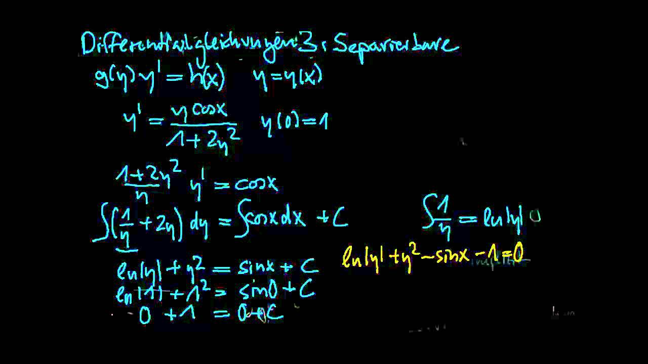 Separierbare Differentialgleichungen 2 - YouTube